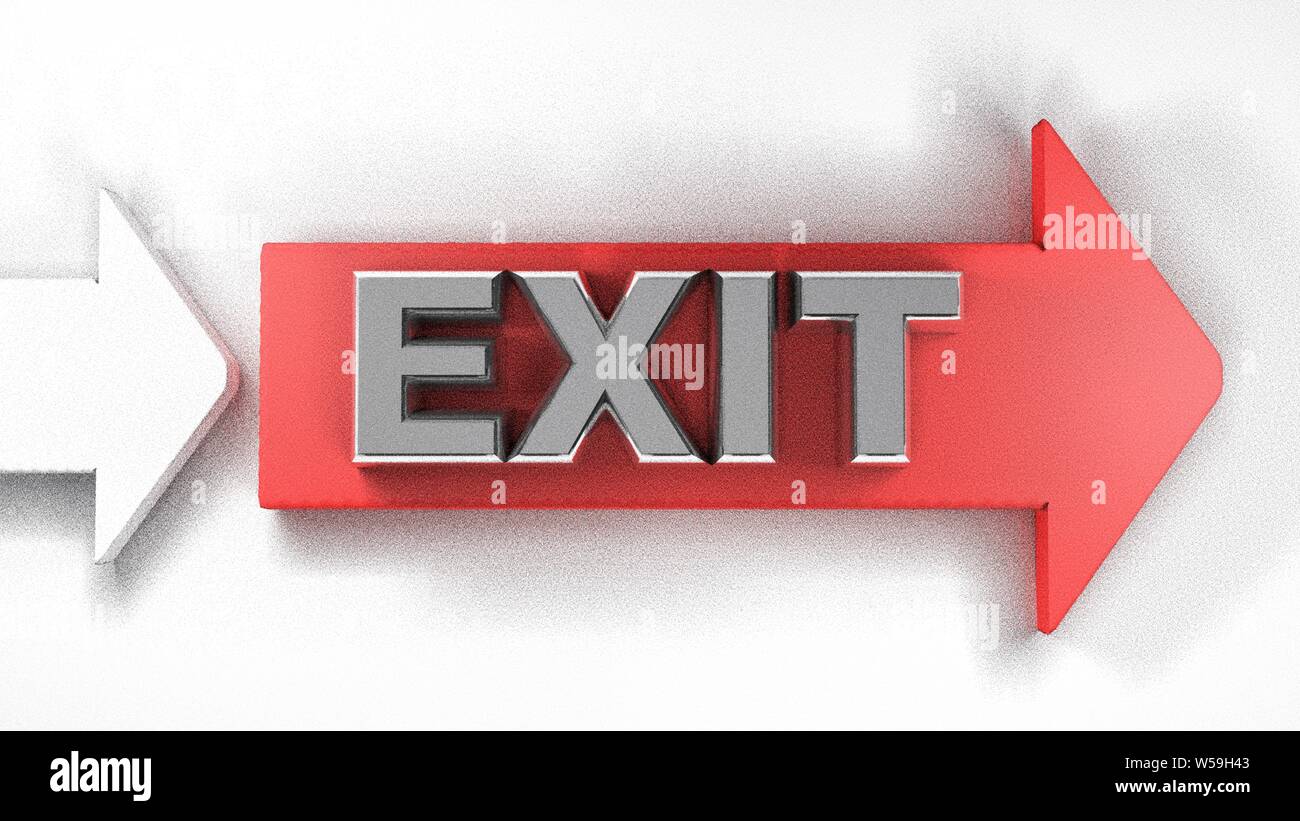 Red Arrow to EXIT - 3D Rendering Illustration Stock Photo - Alamy