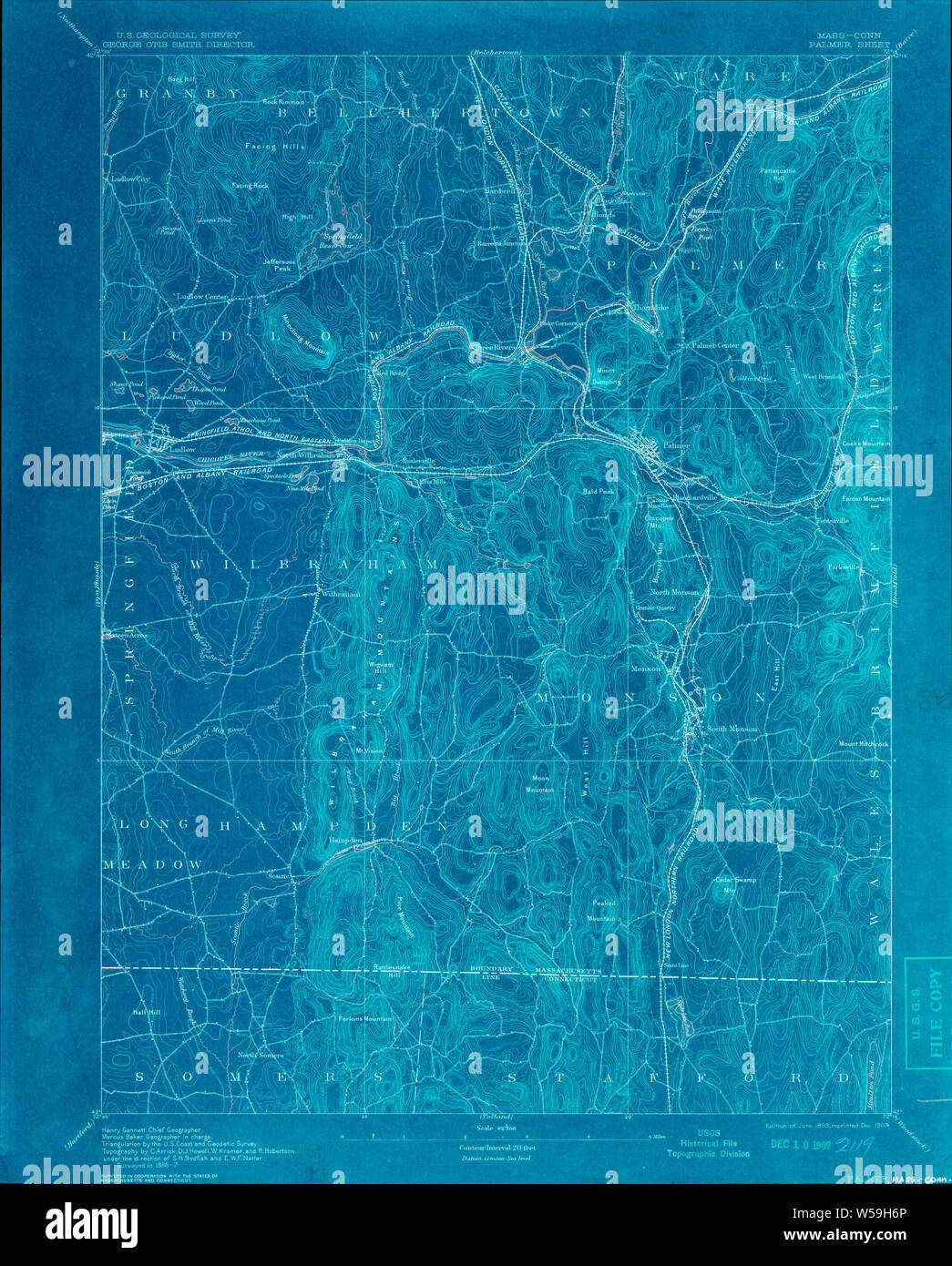 Massachusetts USGS Historical Topo Map MA Palmer 352922 1893 62500 ...