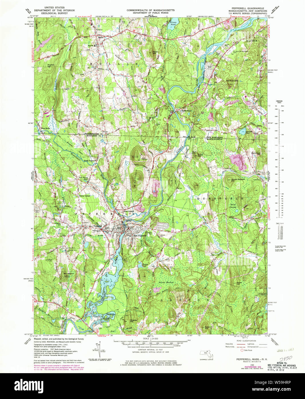 Massachusetts USGS Historical Topo Map MA Pepperell 350447 1965 24000 ...
