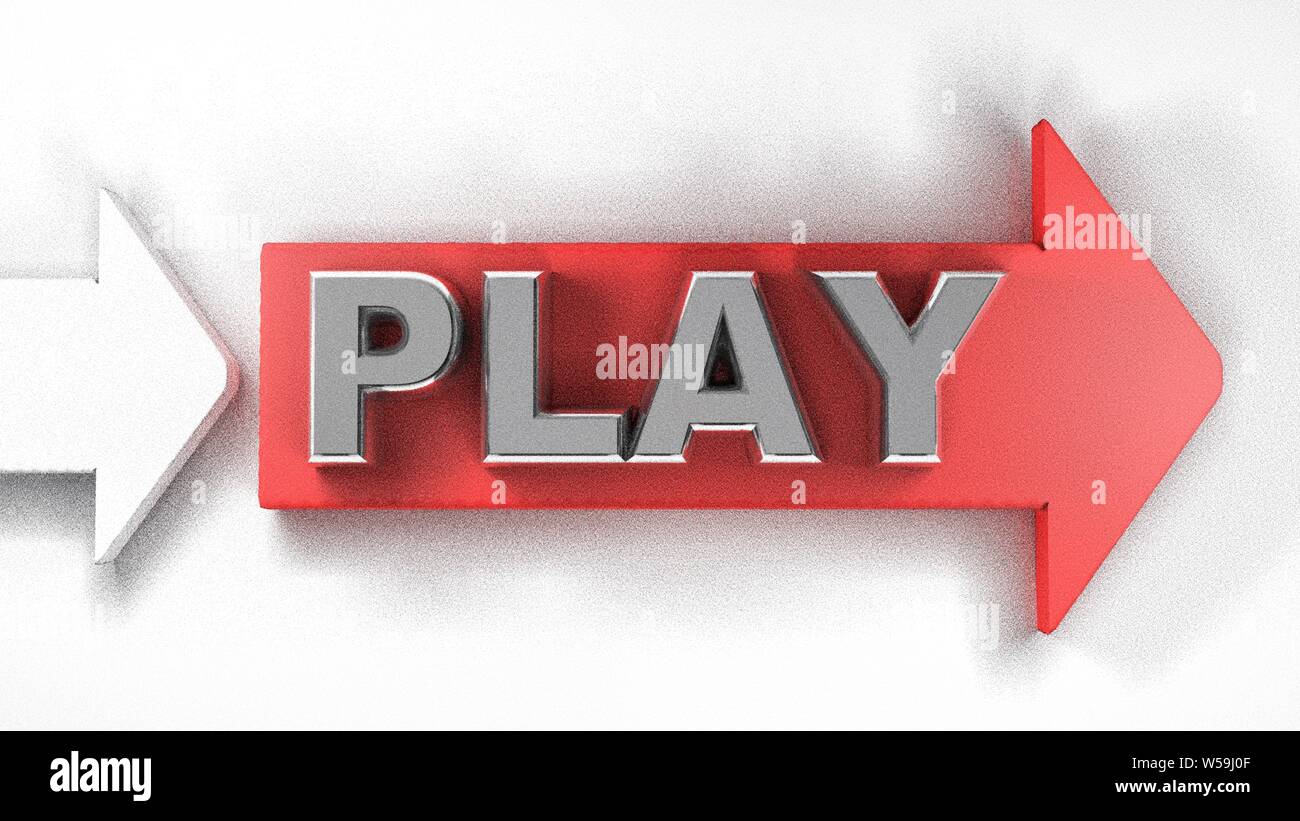 Red arrow with PLAY write - 3D rendering illustration Stock Photo - Alamy