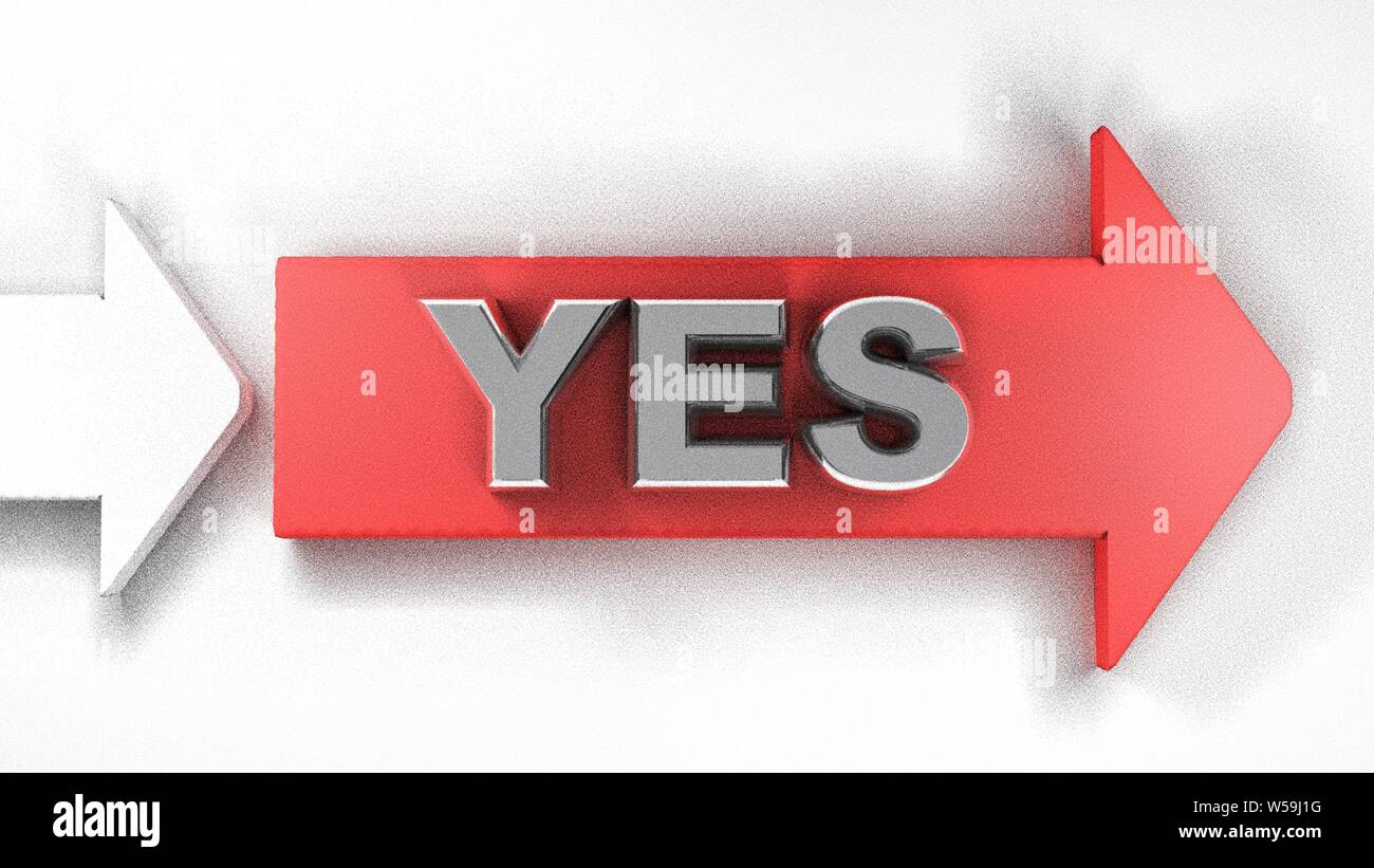 Red arrow YES - 3D rendering illustration Stock Photo - Alamy