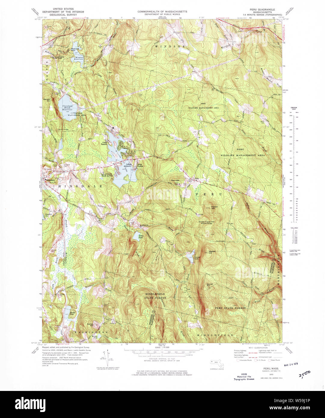 Massachusetts USGS Historical Topo Map MA Peru 351213 1973 25000 ...