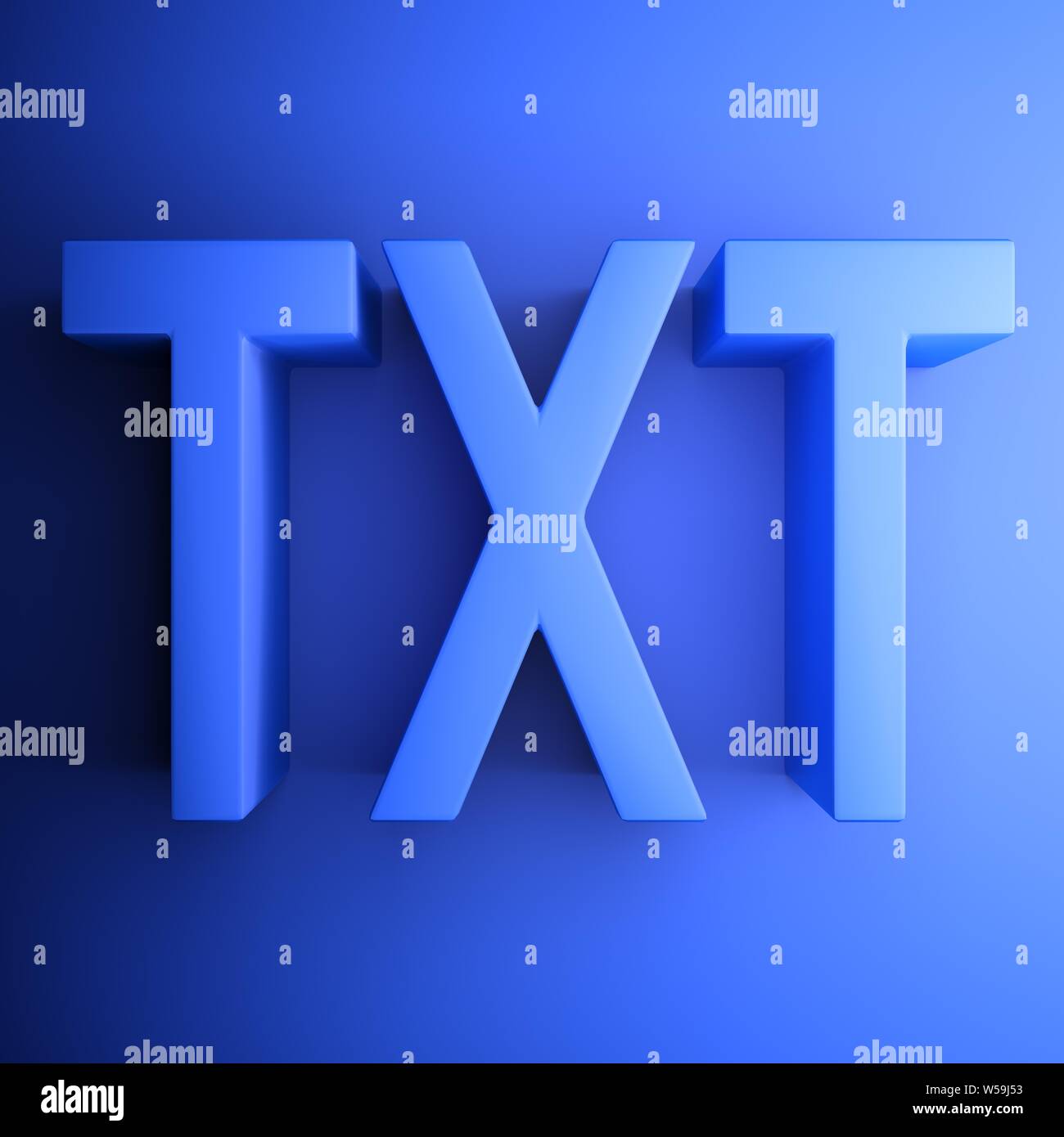 Blue square TXT icon - 3D rendering illustration Stock Photo - Alamy