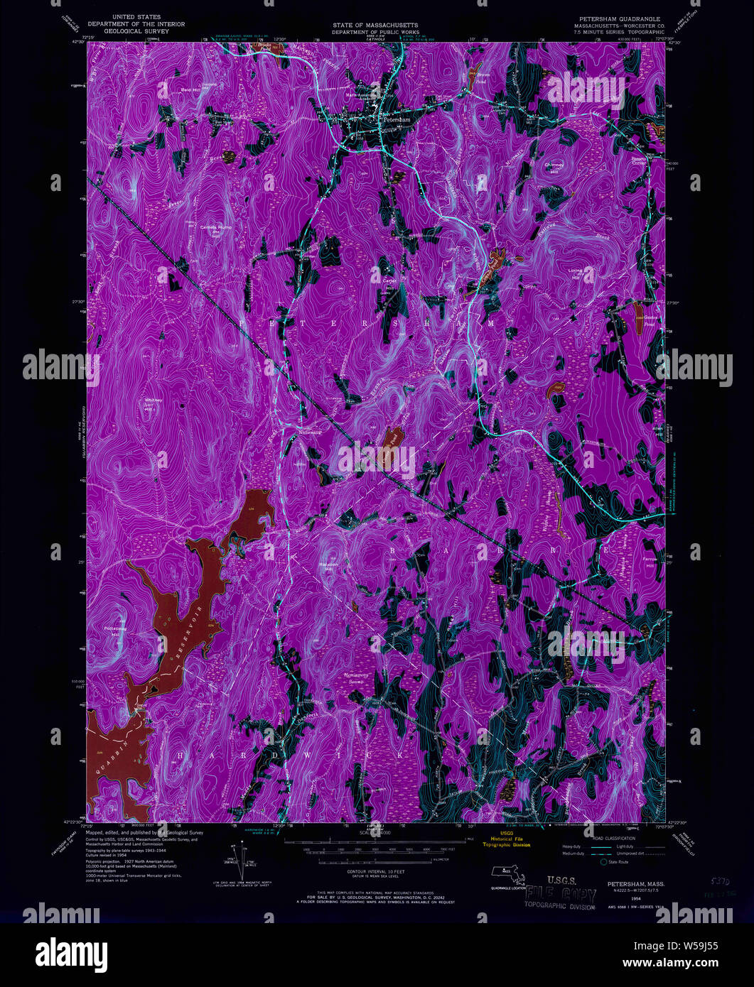 Massachusetts USGS Historical Topo Map MA Petersham 350455 1954 24000 ...