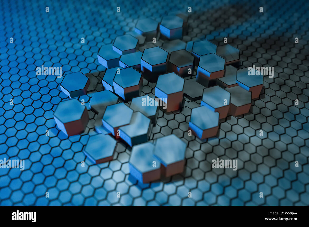 3d rendering, dark hexagonal background, sci-fi background, computer ...