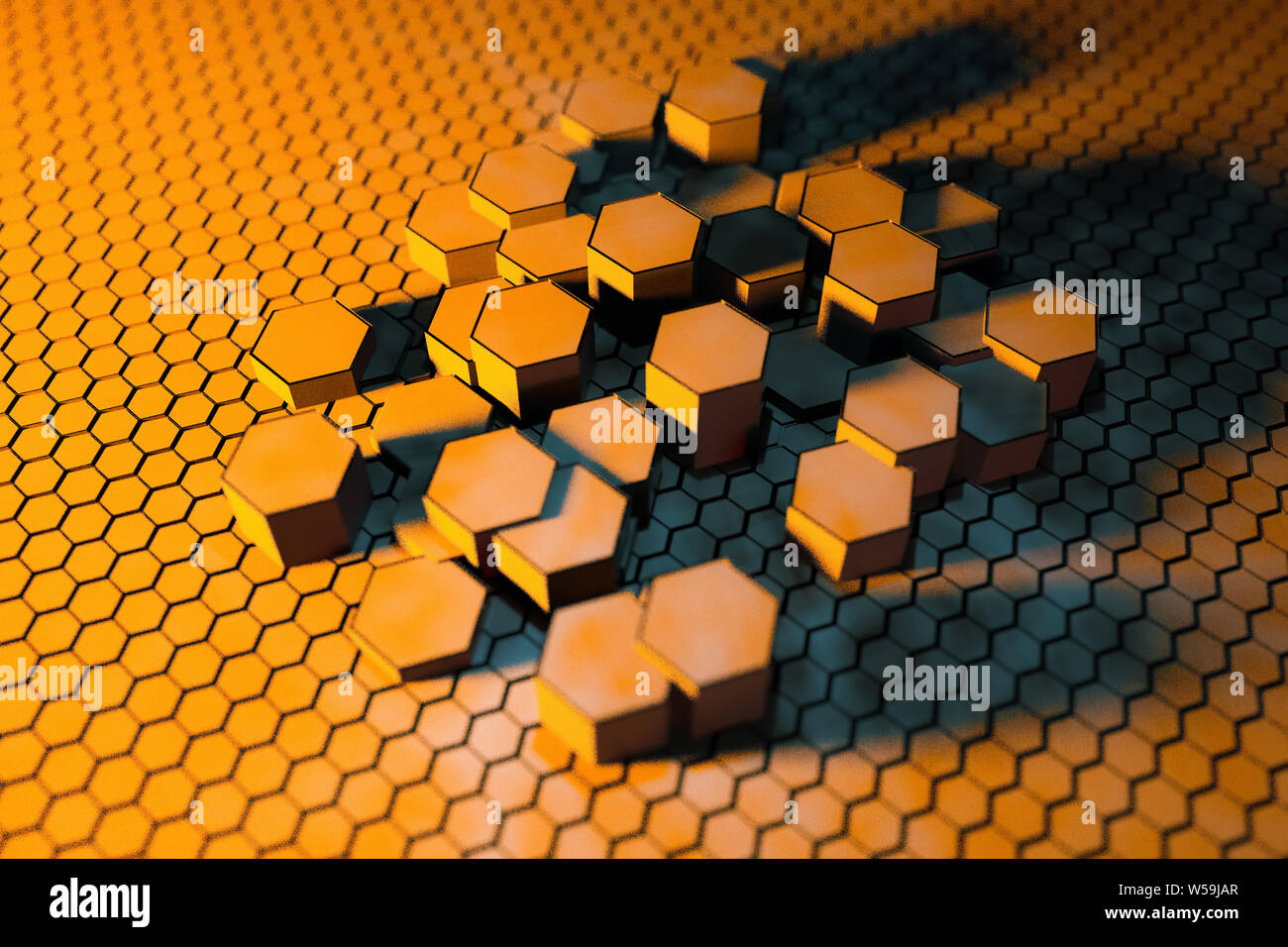 3d rendering, dark hexagonal background, sci-fi background, computer ...