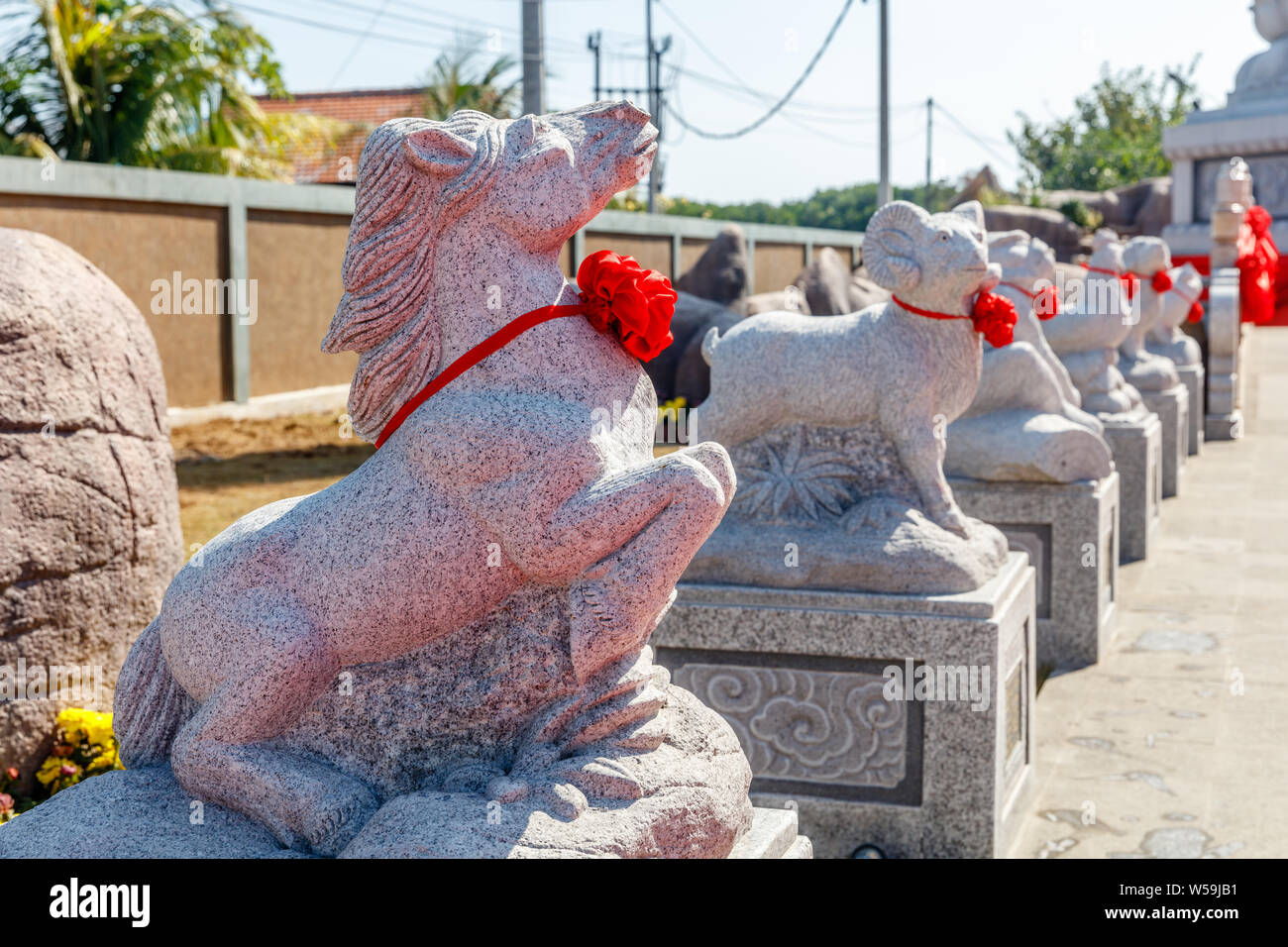 Horse, ram and other animals of Chinese calendar at Vihara Satya Dharma ...