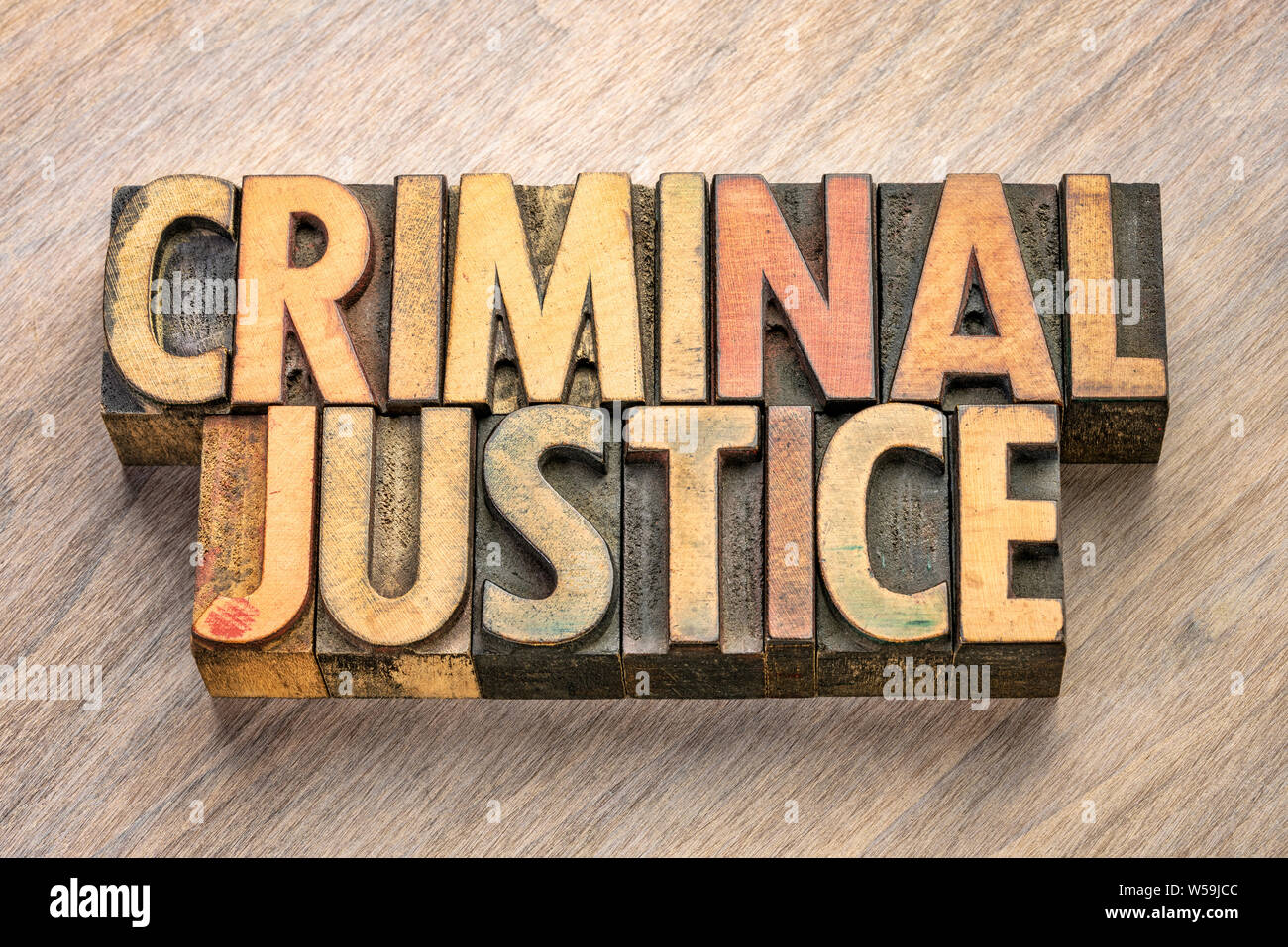 criminal justice word abstract in vintage letterpress wood type Stock ...