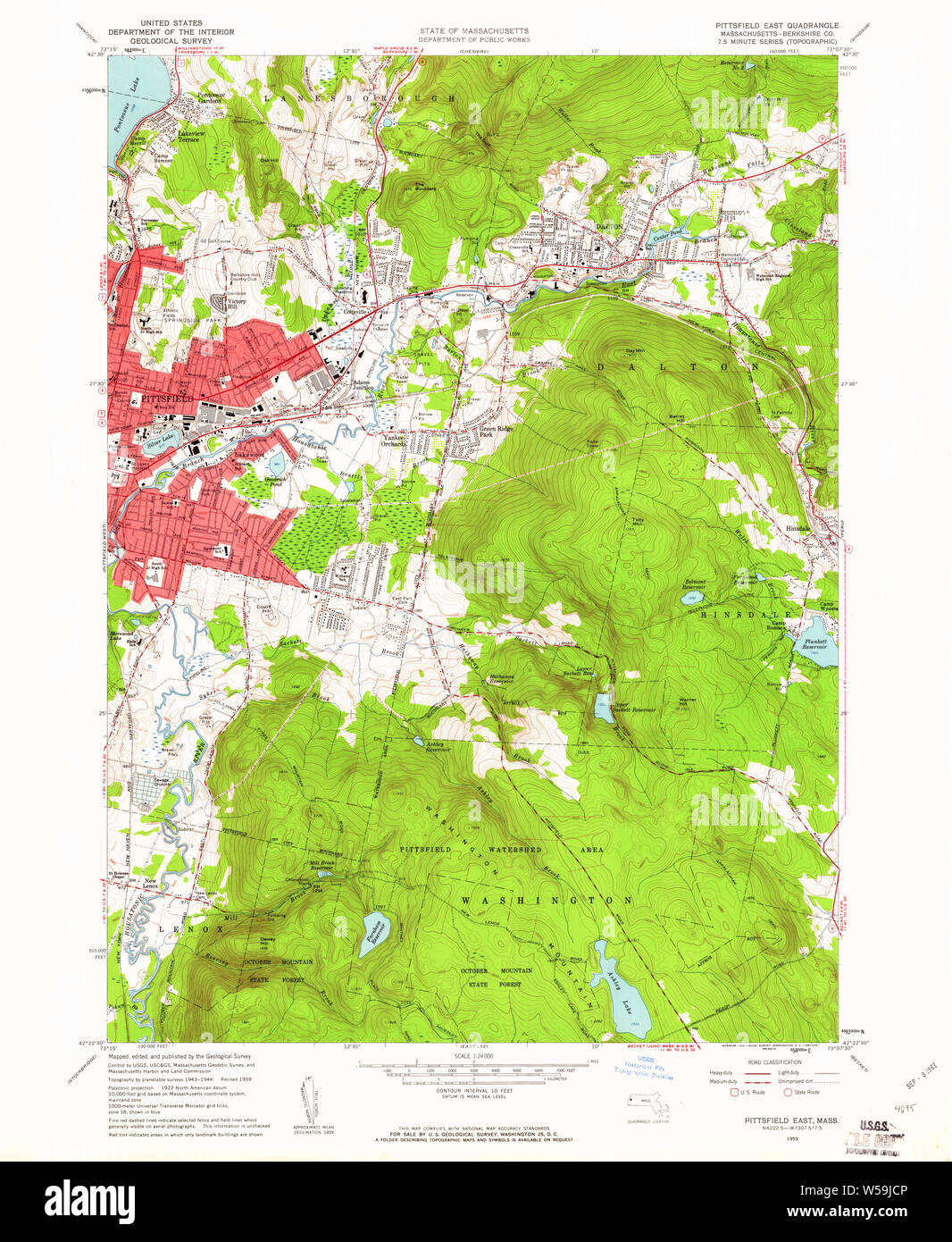 Massachusetts USGS Historical Topo Map MA Pittsfield East 350459 1959 ...
