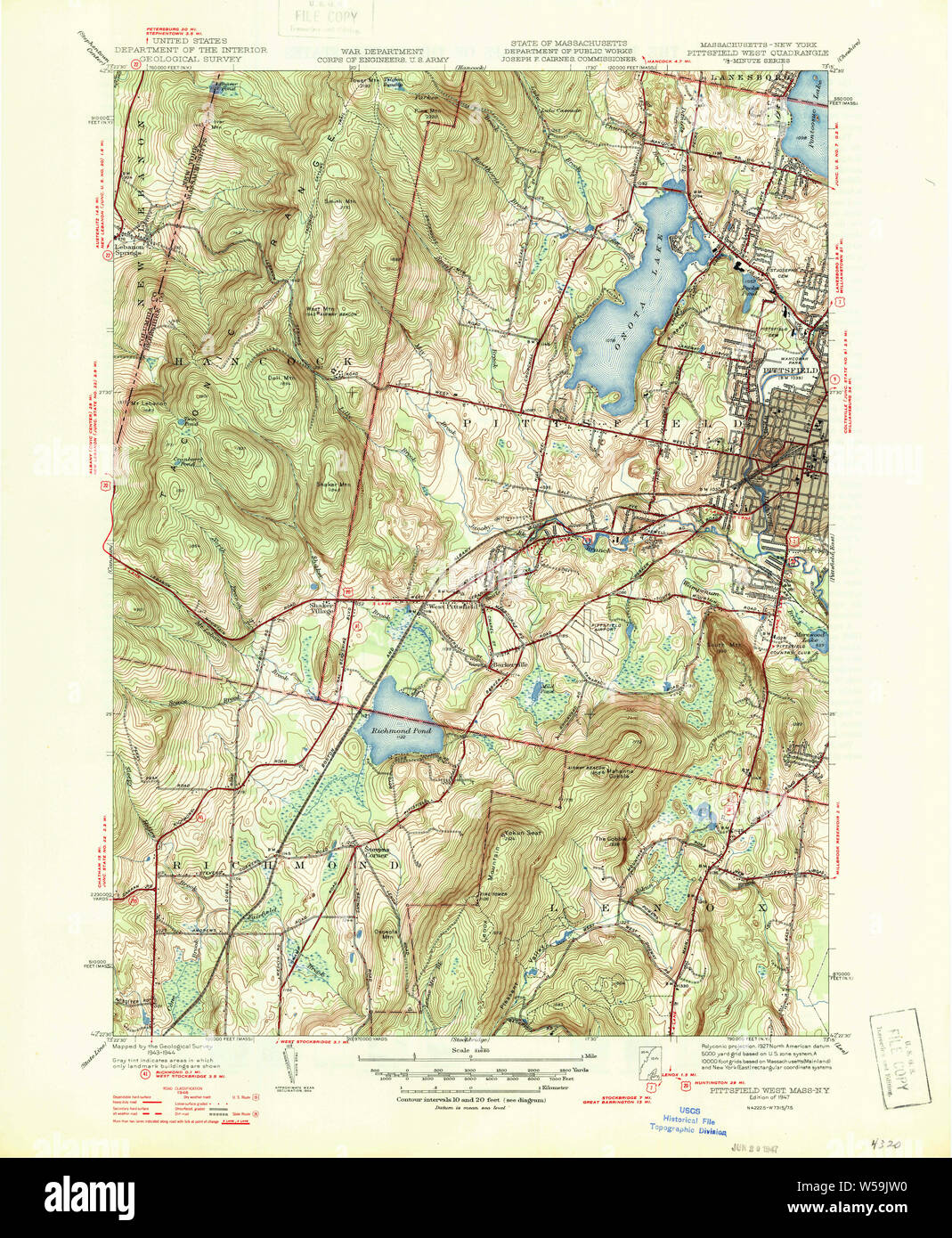 Massachusetts USGS Historical Topo Map MA Pittsfield West 352072 1947 ...
