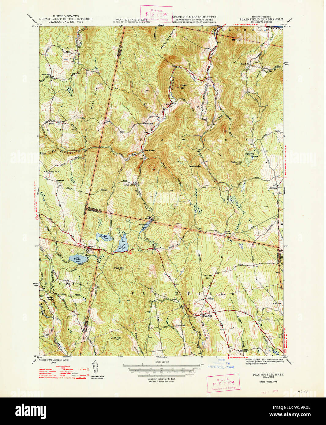 Massachusetts USGS Historical Topo Map MA Plainfield 352077 1948 31680 ...