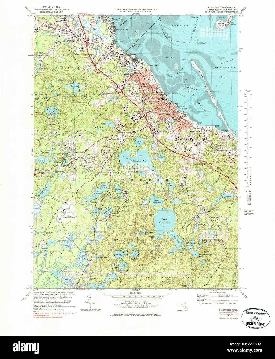 Massachusetts USGS Historical Topo Map MA Plymouth 351232 1977 25000 ...