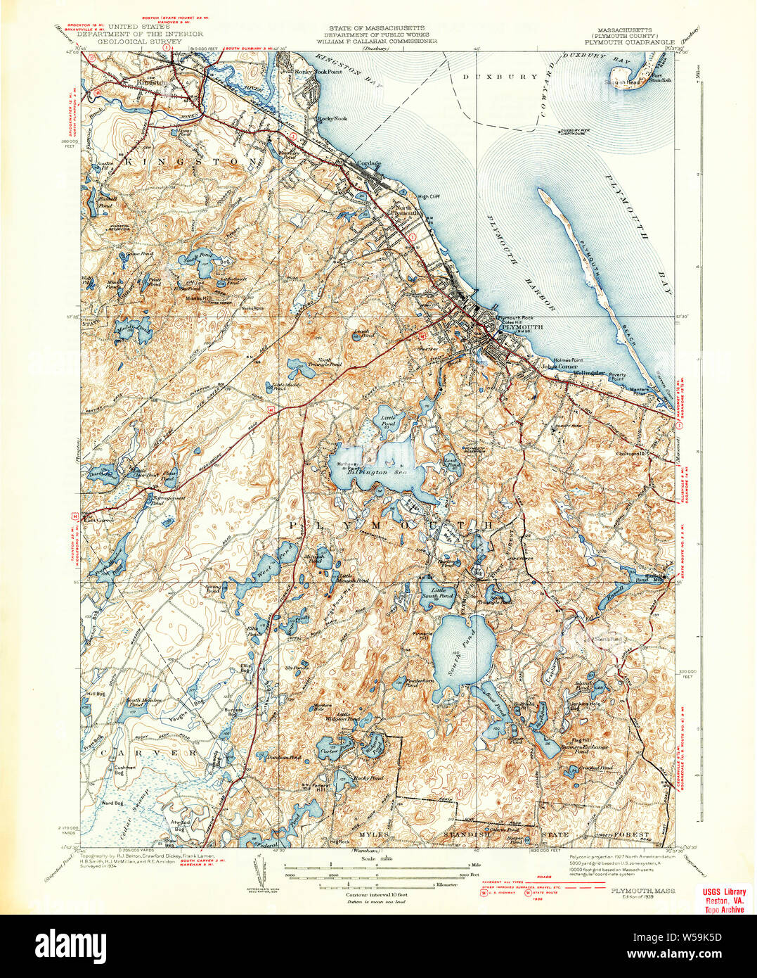 Massachusetts USGS Historical Topo Map MA Plymouth 352082 1939 31680 ...