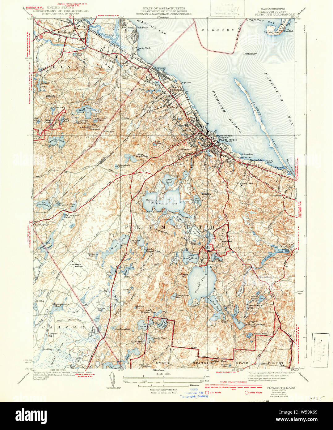 Massachusetts USGS Historical Topo Map MA Plymouth 352083 1939 31680 ...