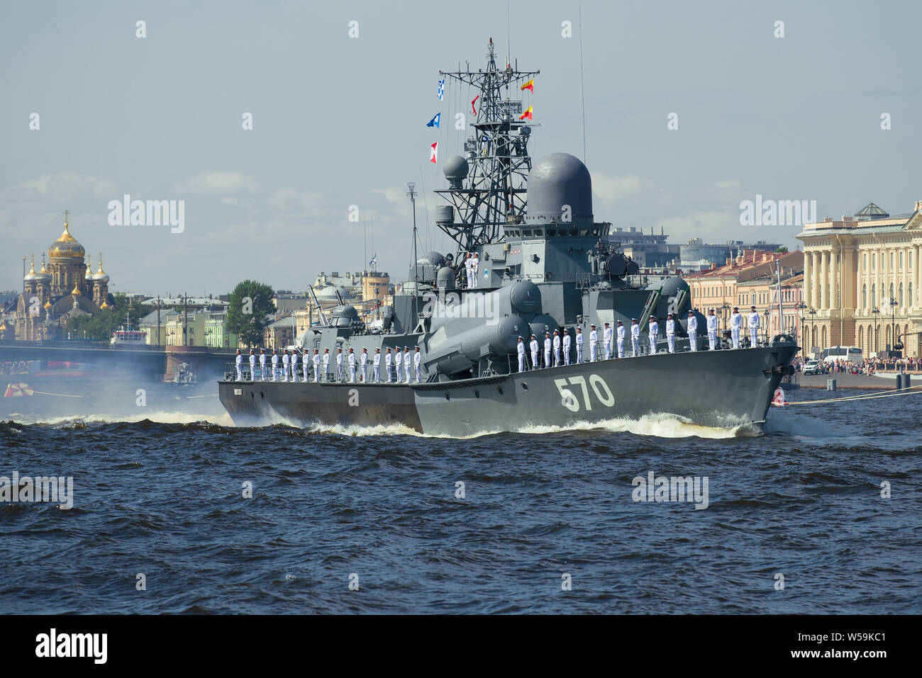 SAINT-PETERSBURG, RUSSIA - JULY 25, 2018: Small rocket ship "Passat" on ...