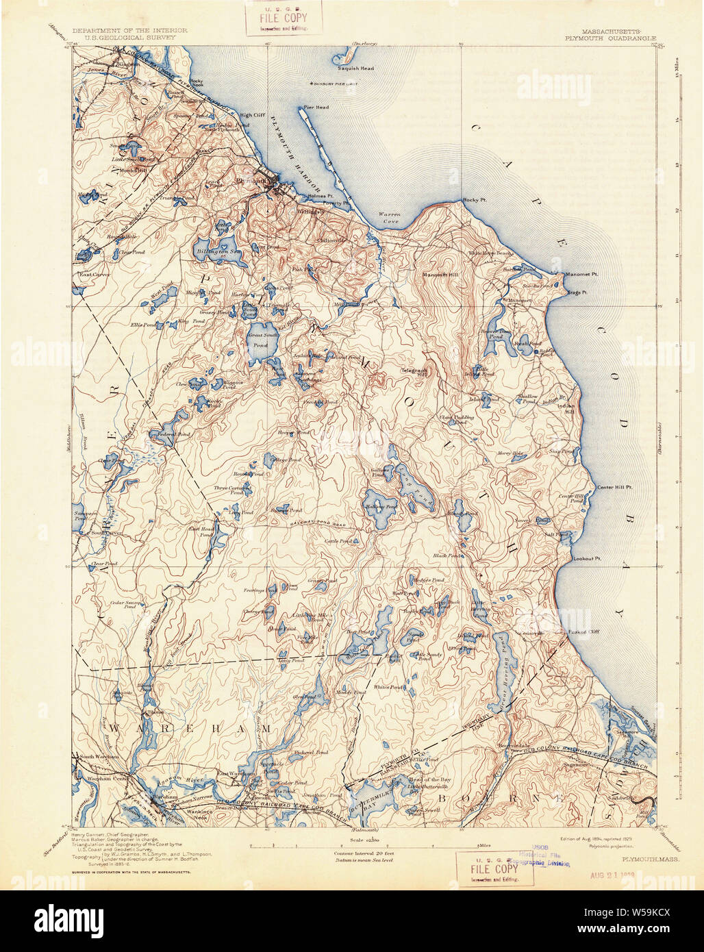 Massachusetts USGS Historical Topo Map MA Plymouth 352964 1894 62500 ...