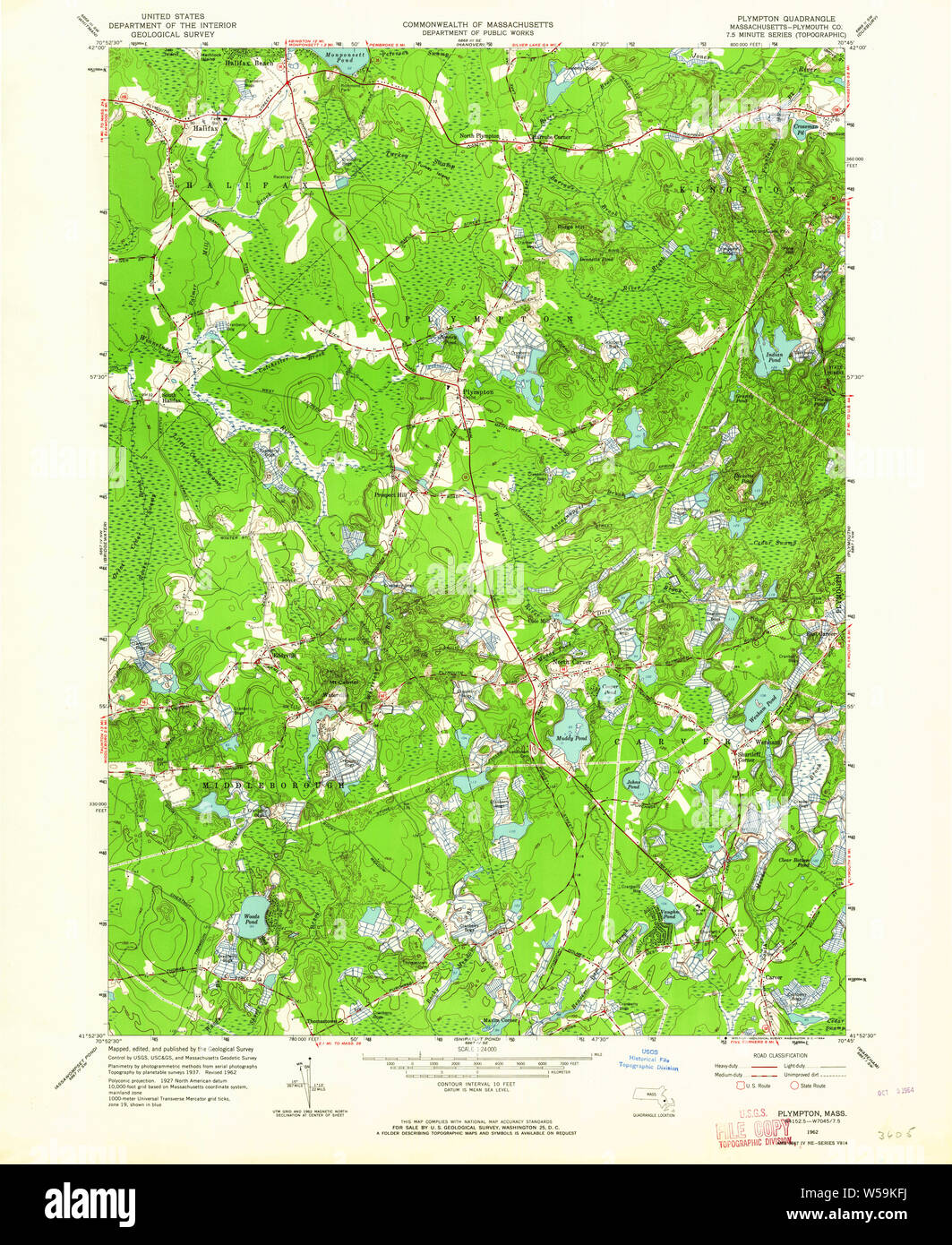 Massachusetts USGS Historical Topo Map MA Plympton 350484 1962 24000 ...