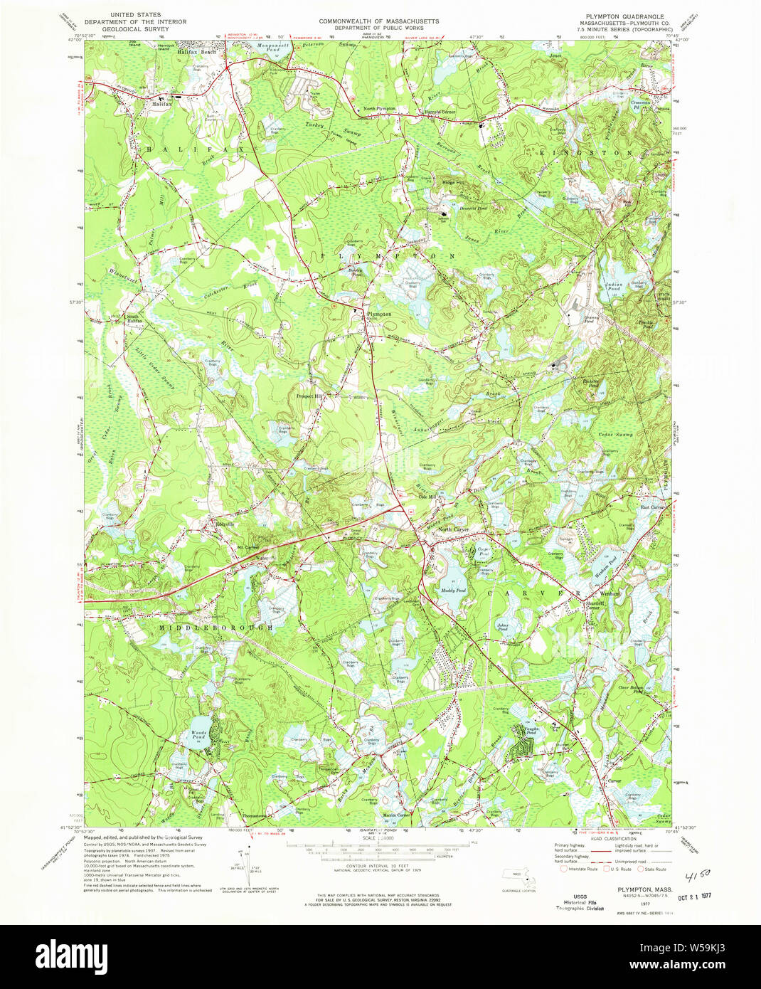 Massachusetts USGS Historical Topo Map MA Plympton 350486 1977 24000 ...