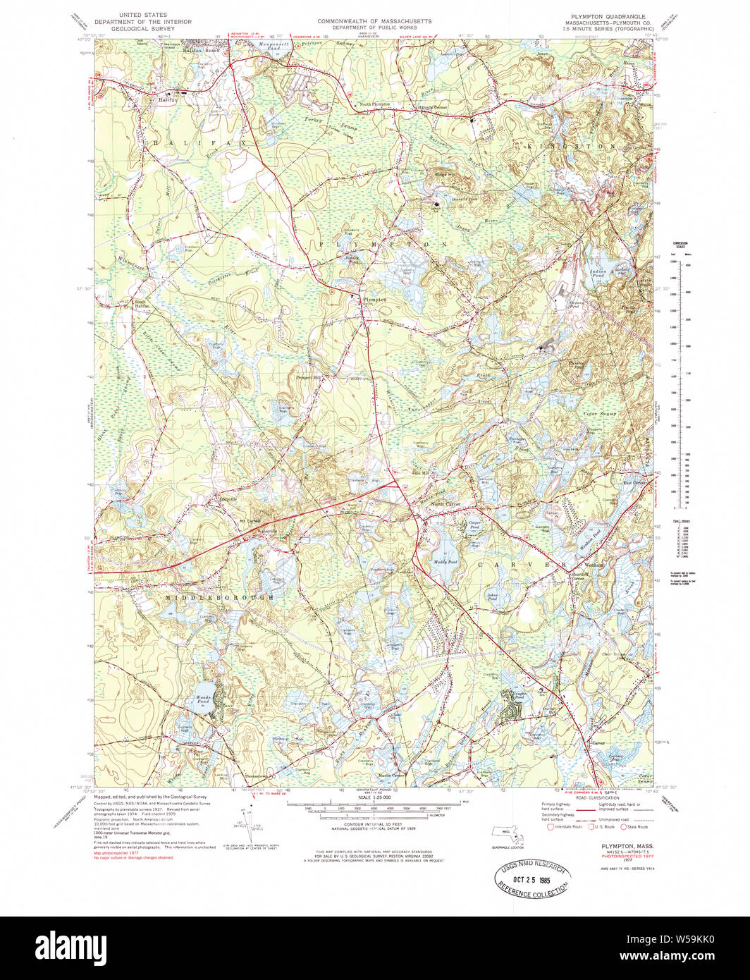 Massachusetts USGS Historical Topo Map MA Plympton 351235 1977 25000 ...
