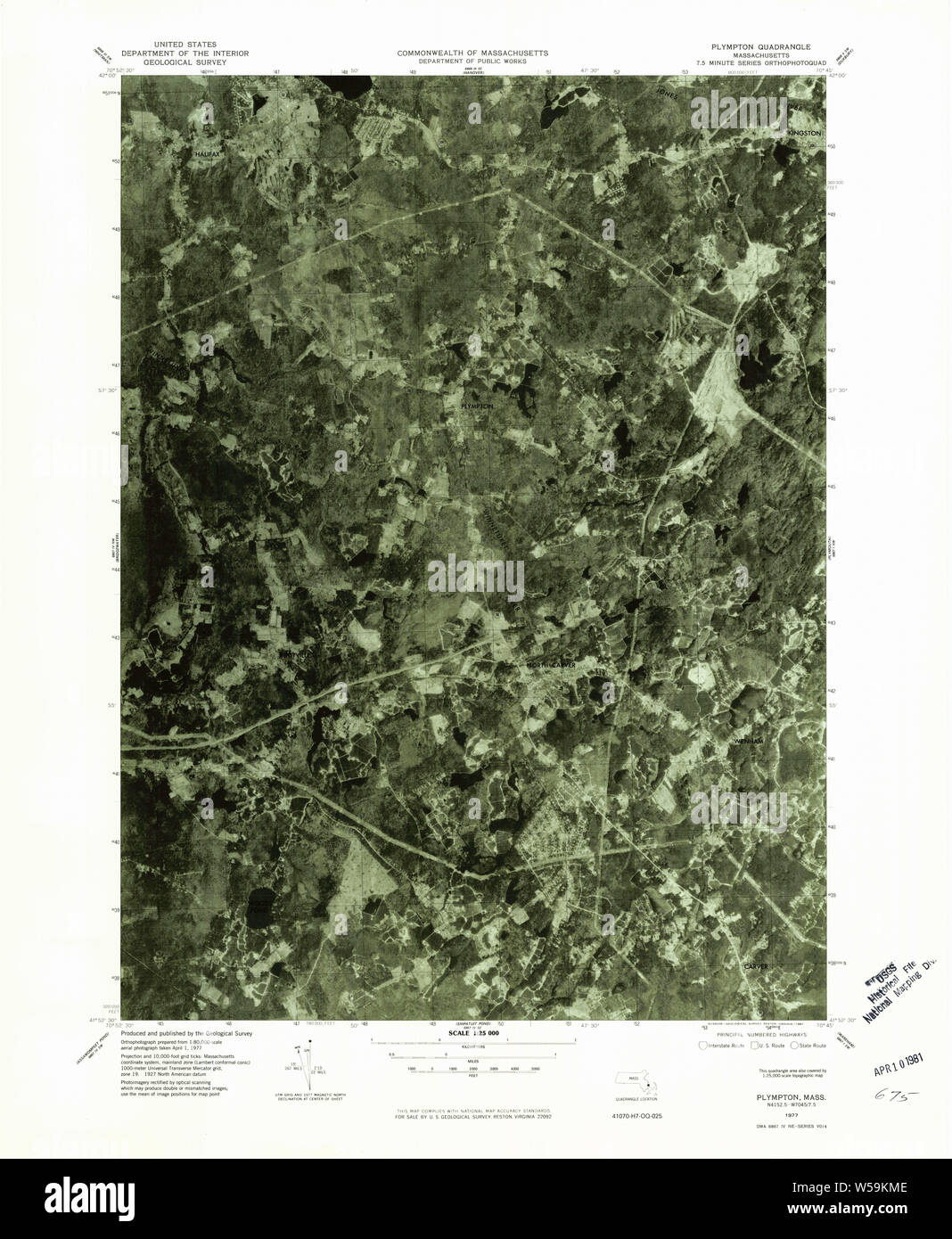 Massachusetts USGS Historical Topo Map MA Plympton 351237 1977 25000 ...