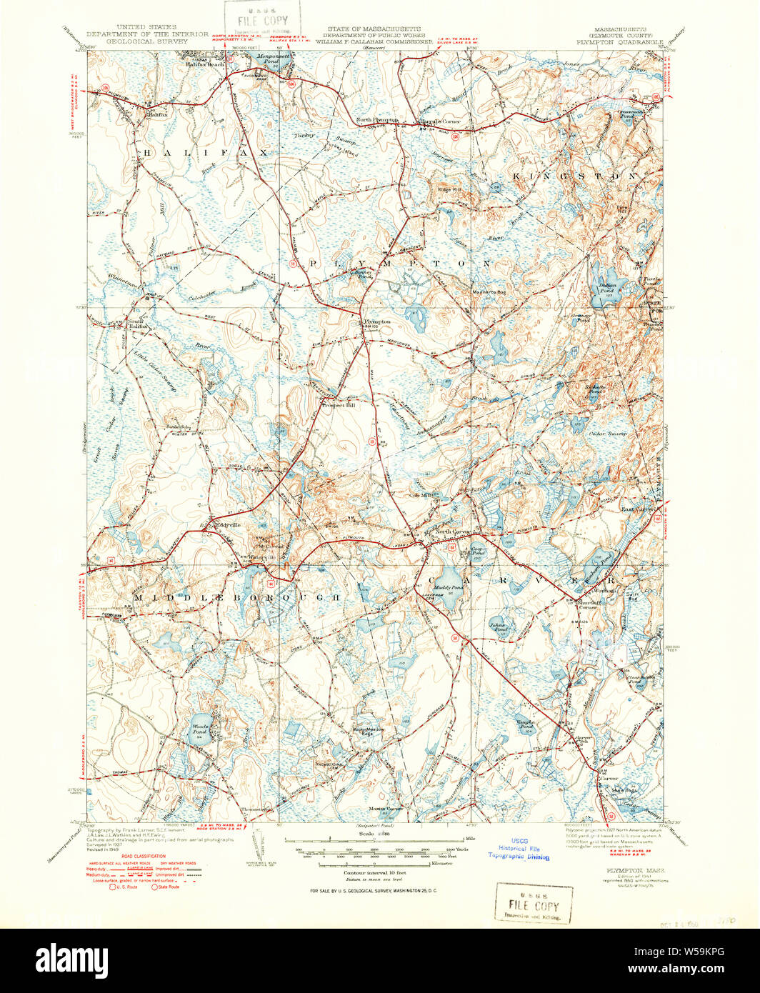 Massachusetts USGS Historical Topo Map MA Plympton 352094 1941 31680 ...