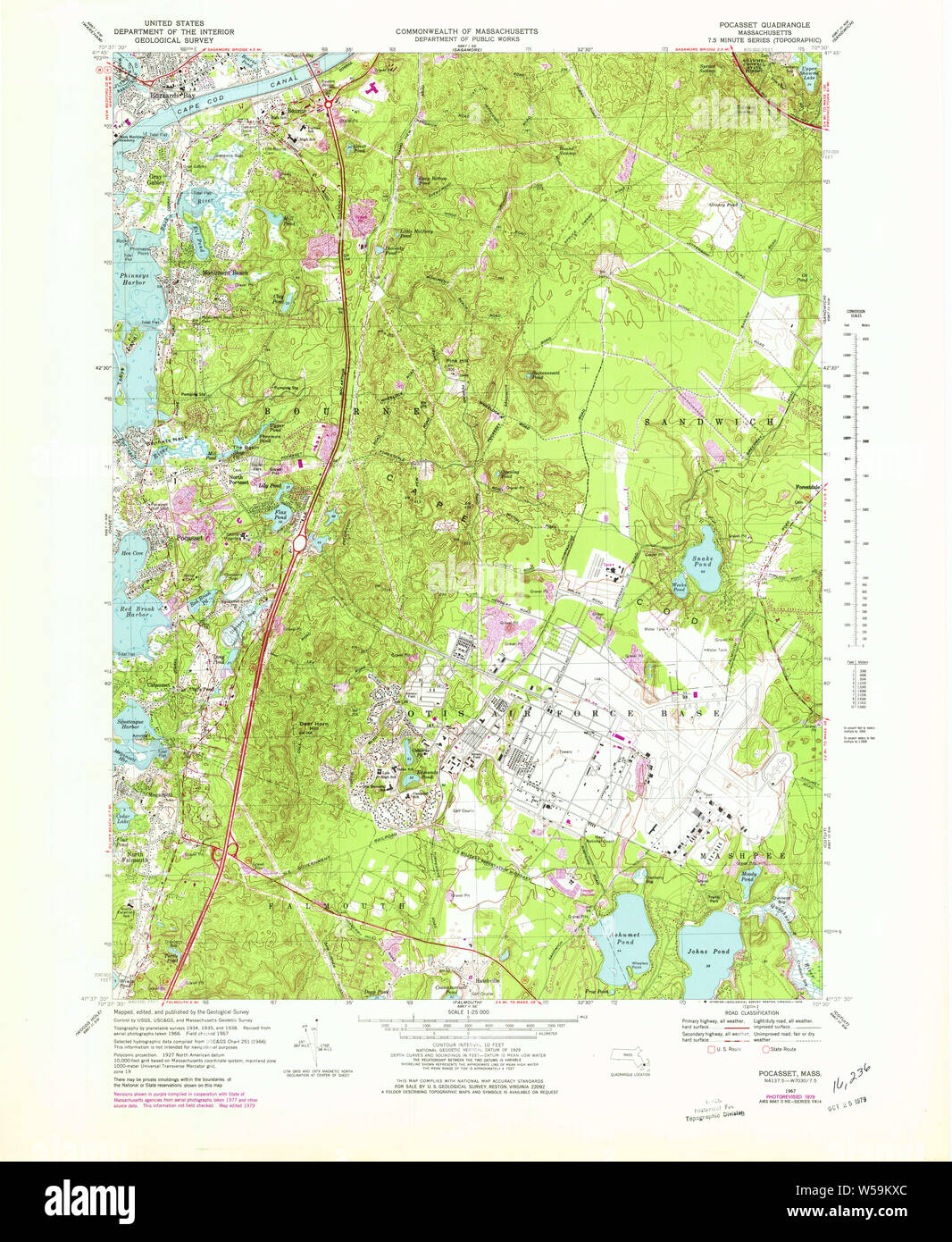 Massachusetts USGS Historical Topo Map MA Pocasset 351240 1967 25000 ...