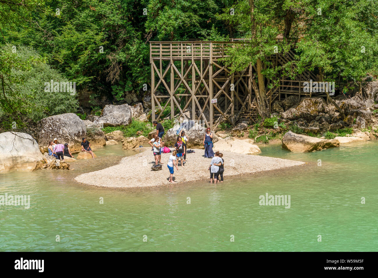 Pinarbasi, Kastamonu/Turkey-June 30 2019: People enjoy in waterfall ...