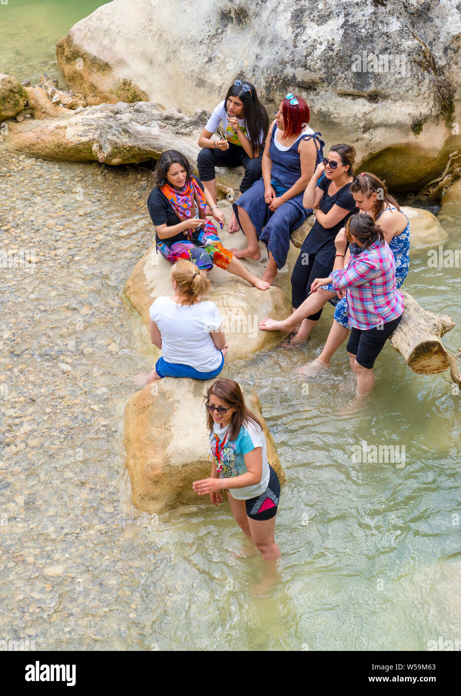 Pinarbasi, Kastamonu/Turkey-June 30 2019: People enjoy in waterfall ...