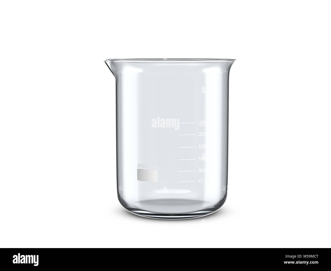 Glass beaker on a white background. 3d illustration Stock Photo - Alamy