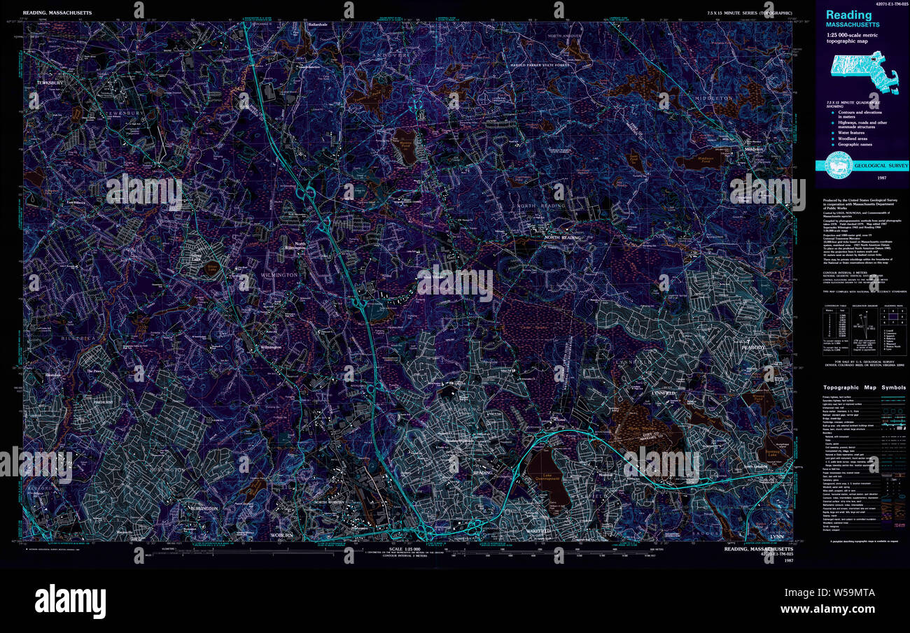 Massachusetts USGS Historical Topo Map MA Reading 351250 1987 25000 ...