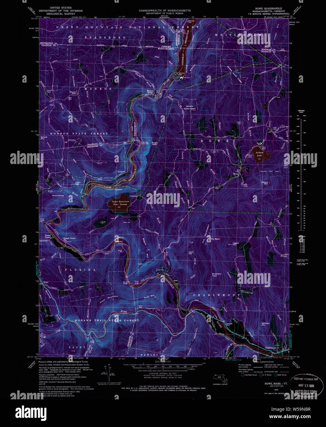 Massachusetts USGS Historical Topo Map MA Rowe 350505 1973 24000 ...