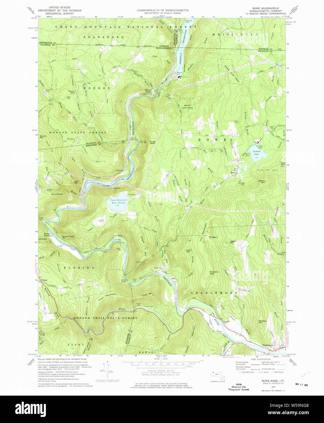 Massachusetts USGS Historical Topo Map MA Rowe 350511 1973 24000 ...