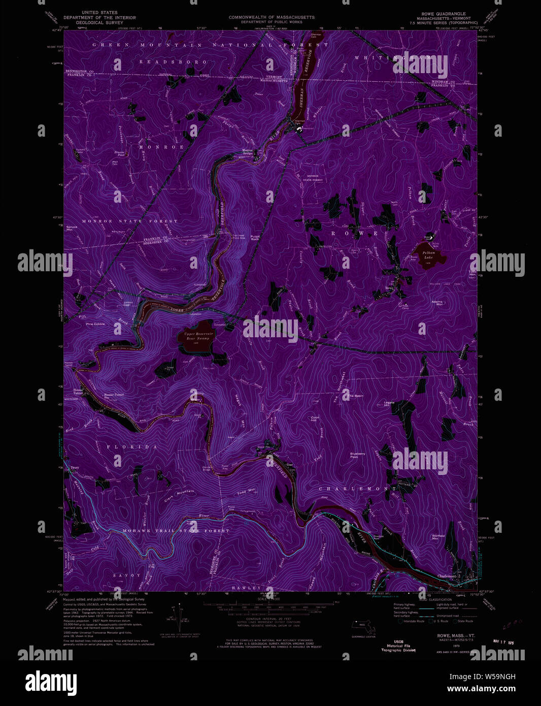 Massachusetts USGS Historical Topo Map MA Rowe 350511 1973 24000 ...