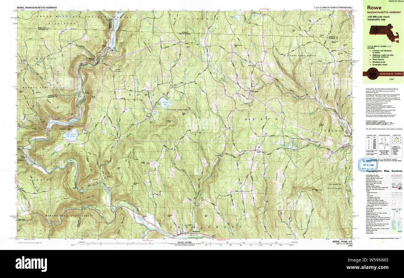 Massachusetts USGS Historical Topo Map MA Rowe 351257 1990 25000 ...