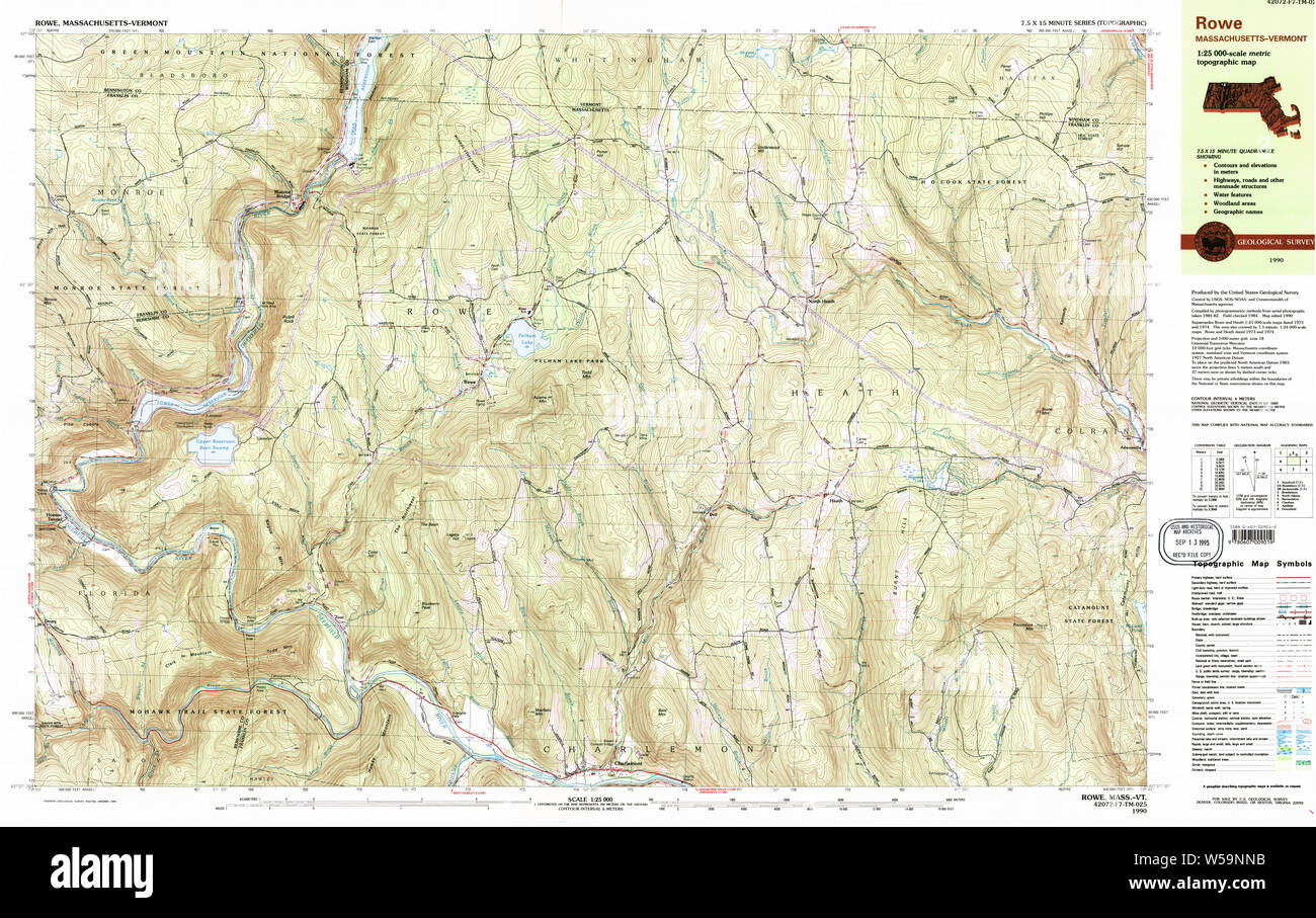 Massachusetts USGS Historical Topo Map MA Rowe 351259 1990 25000 ...