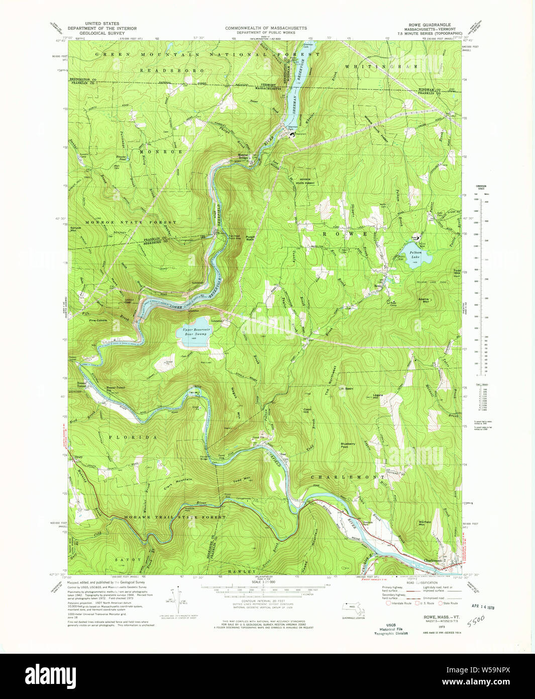 Massachusetts USGS Historical Topo Map MA Rowe 351262 1973 25000 ...
