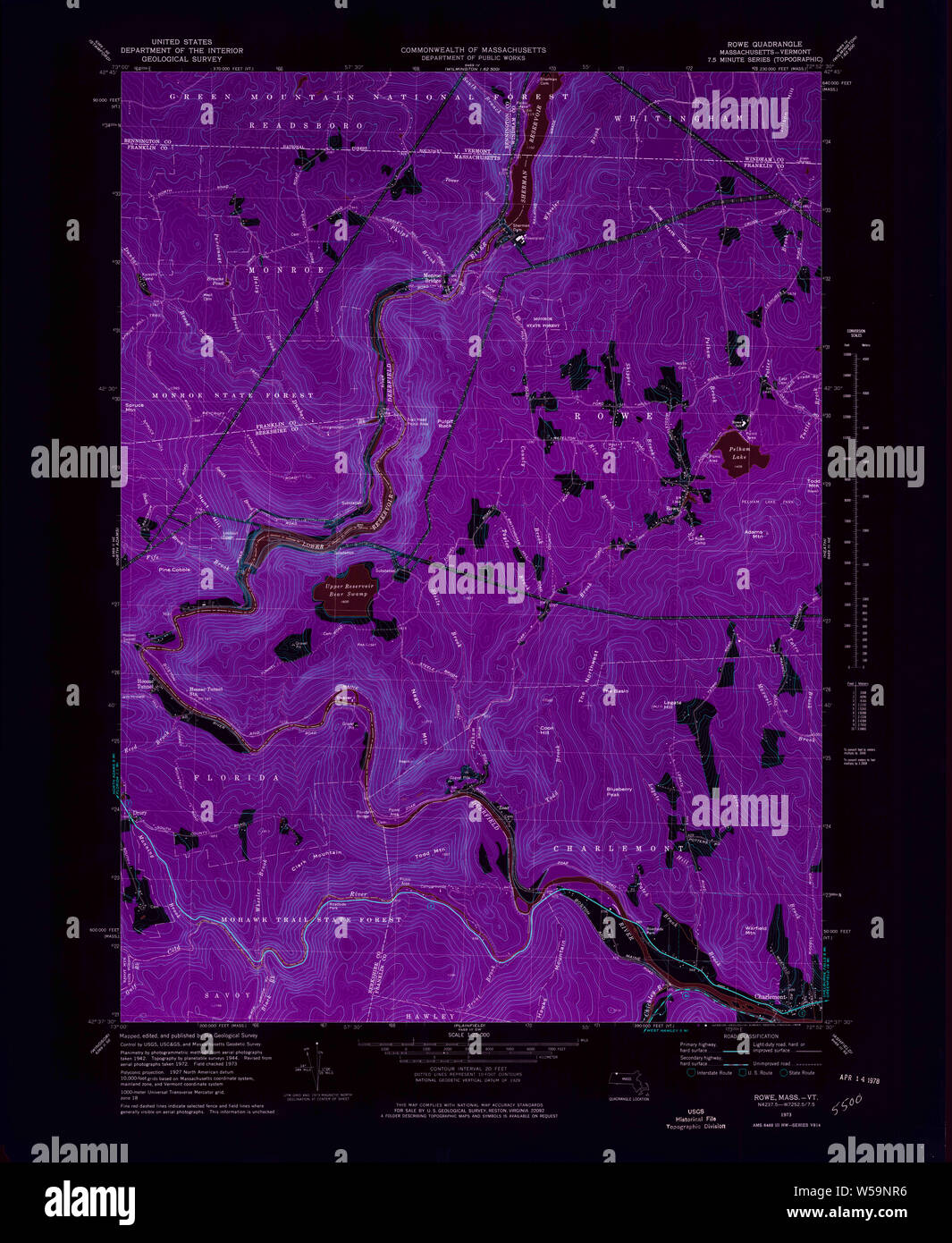 Massachusetts USGS Historical Topo Map MA Rowe 351262 1973 25000 ...