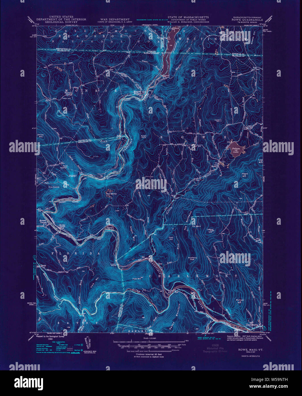 Massachusetts USGS Historical Topo Map MA Rowe 352124 1947 31680 ...