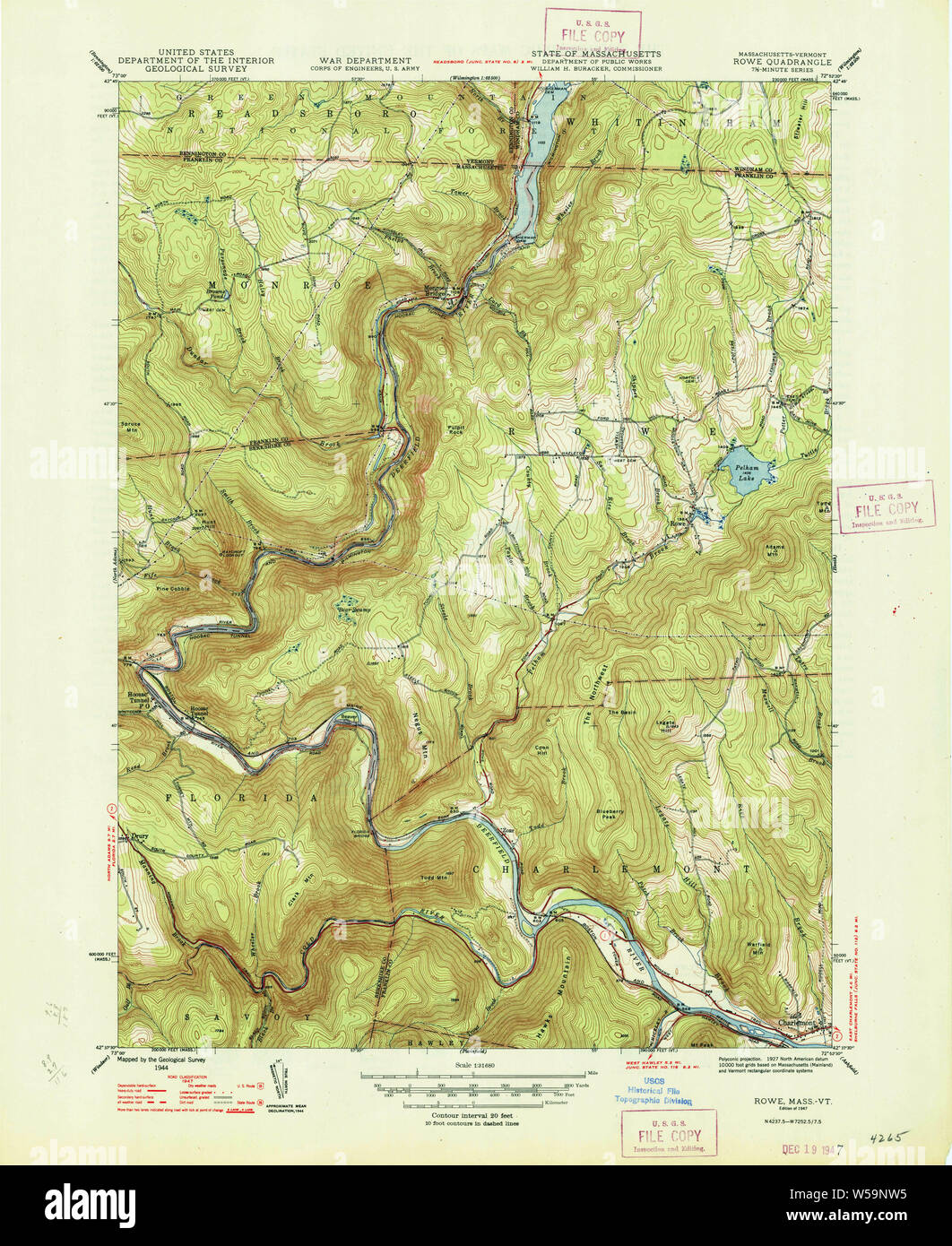 Massachusetts USGS Historical Topo Map MA Rowe 352126 1947 31680 ...