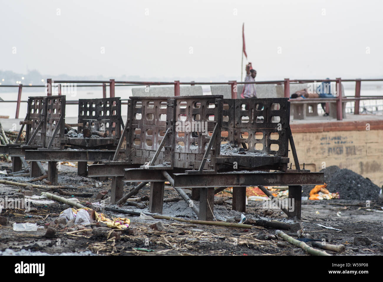 A burning ghat in Varanasi, India, where they perform the cremations ...