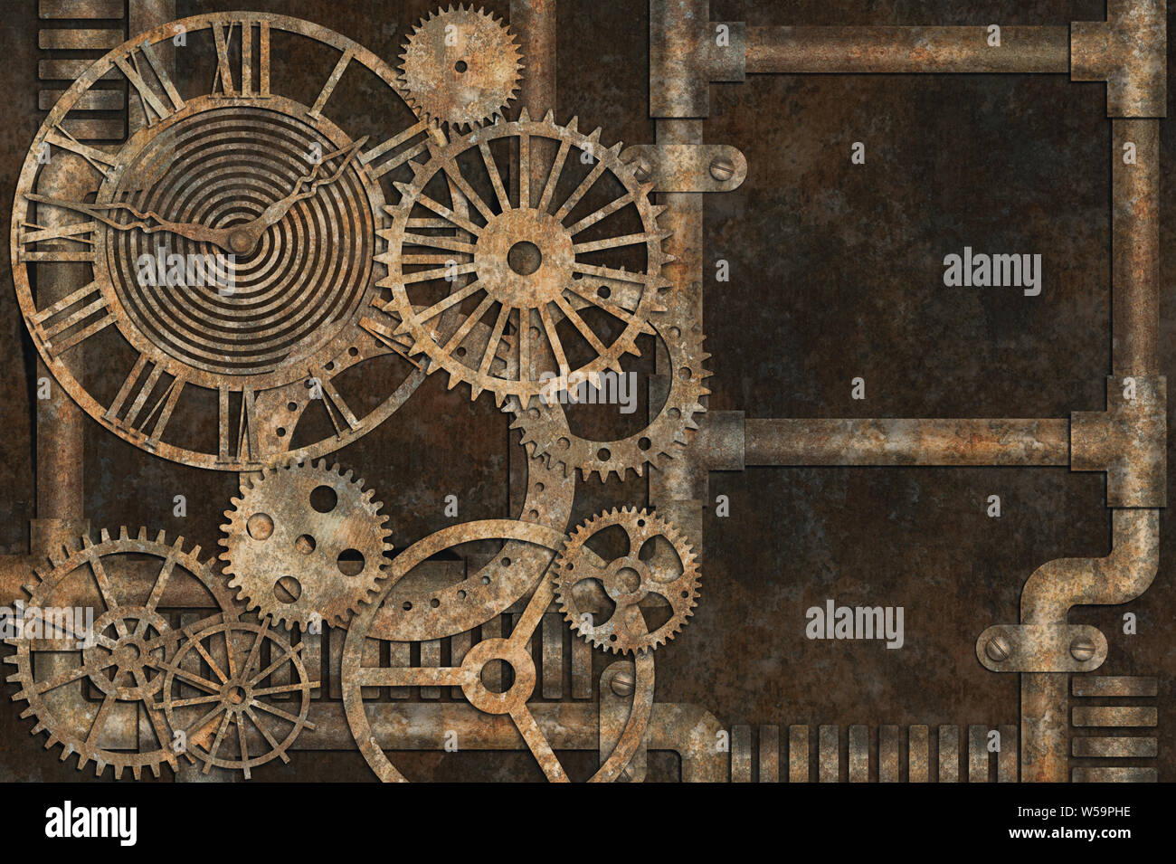 Steampunk grunge background, elements on rusty background illustration ...