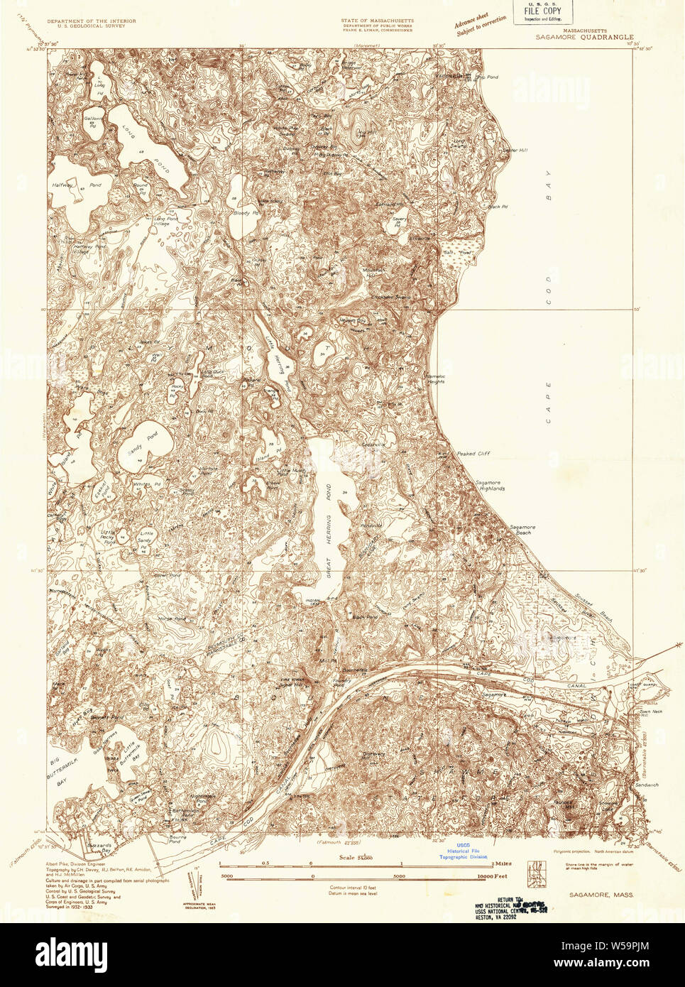 Massachusetts USGS Historical Topo Map MA Sagamore 350525 1933 24000 ...