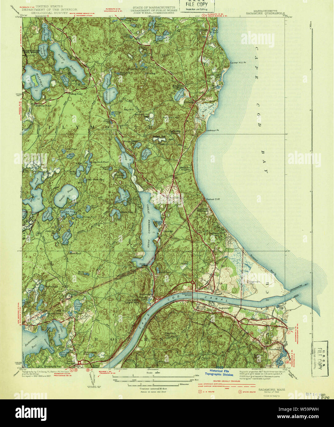 Massachusetts USGS Historical Topo Map MA Sagamore 352134 1940 31680 ...