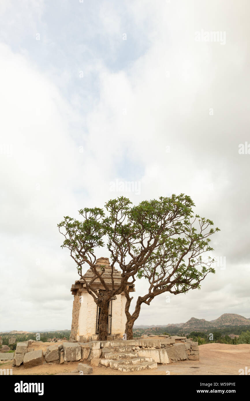 Small ruined Hanuman Temple at Hemakuta Hill top at Hampi,Karnataka ...