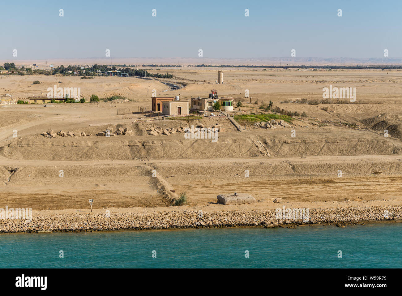 Suez, Egypt - November 5, 2017: Military built on the shore of the Suez ...