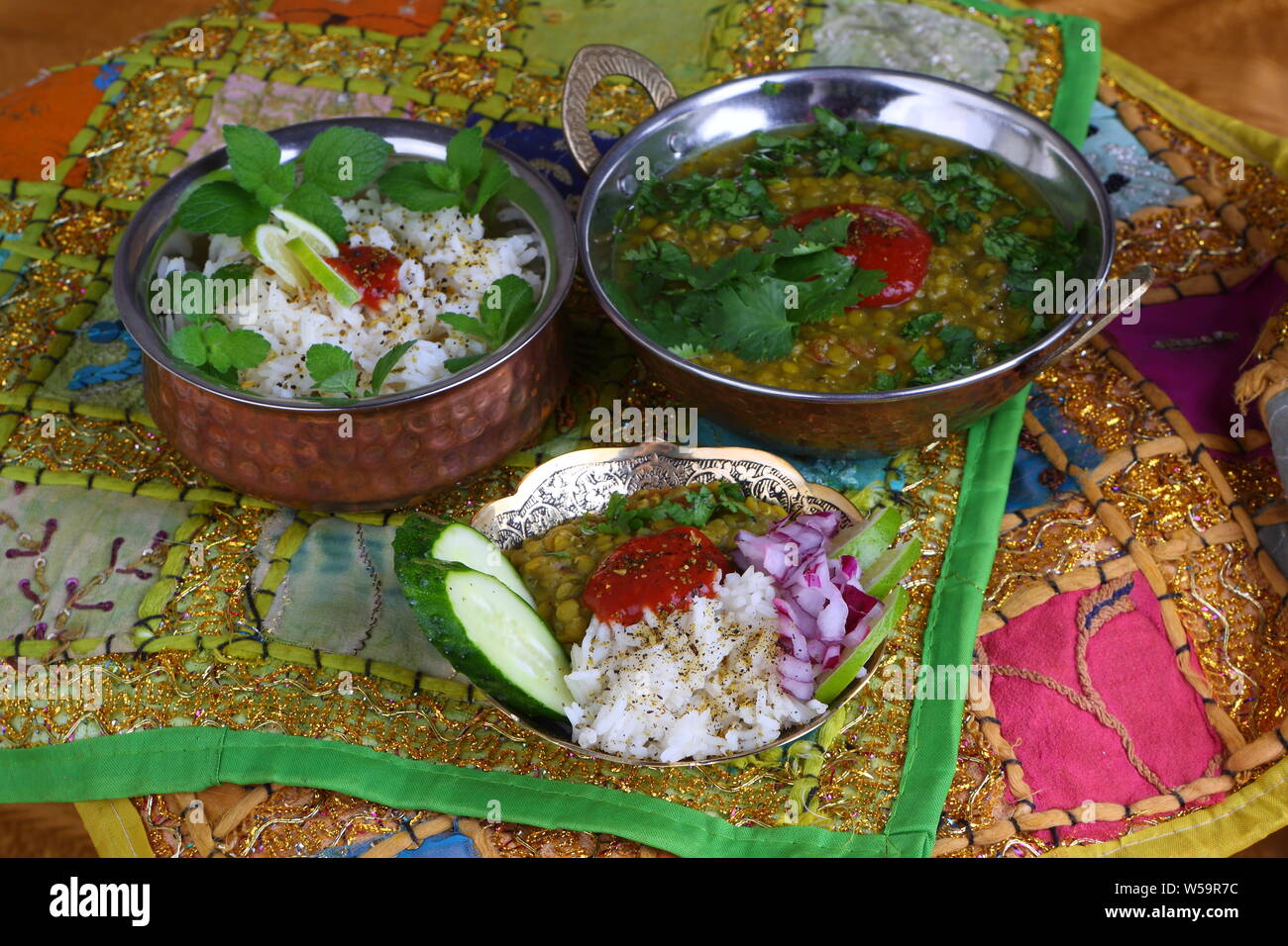 Basmati rice and lentil soup with cilantro and lime Stock Photo - Alamy