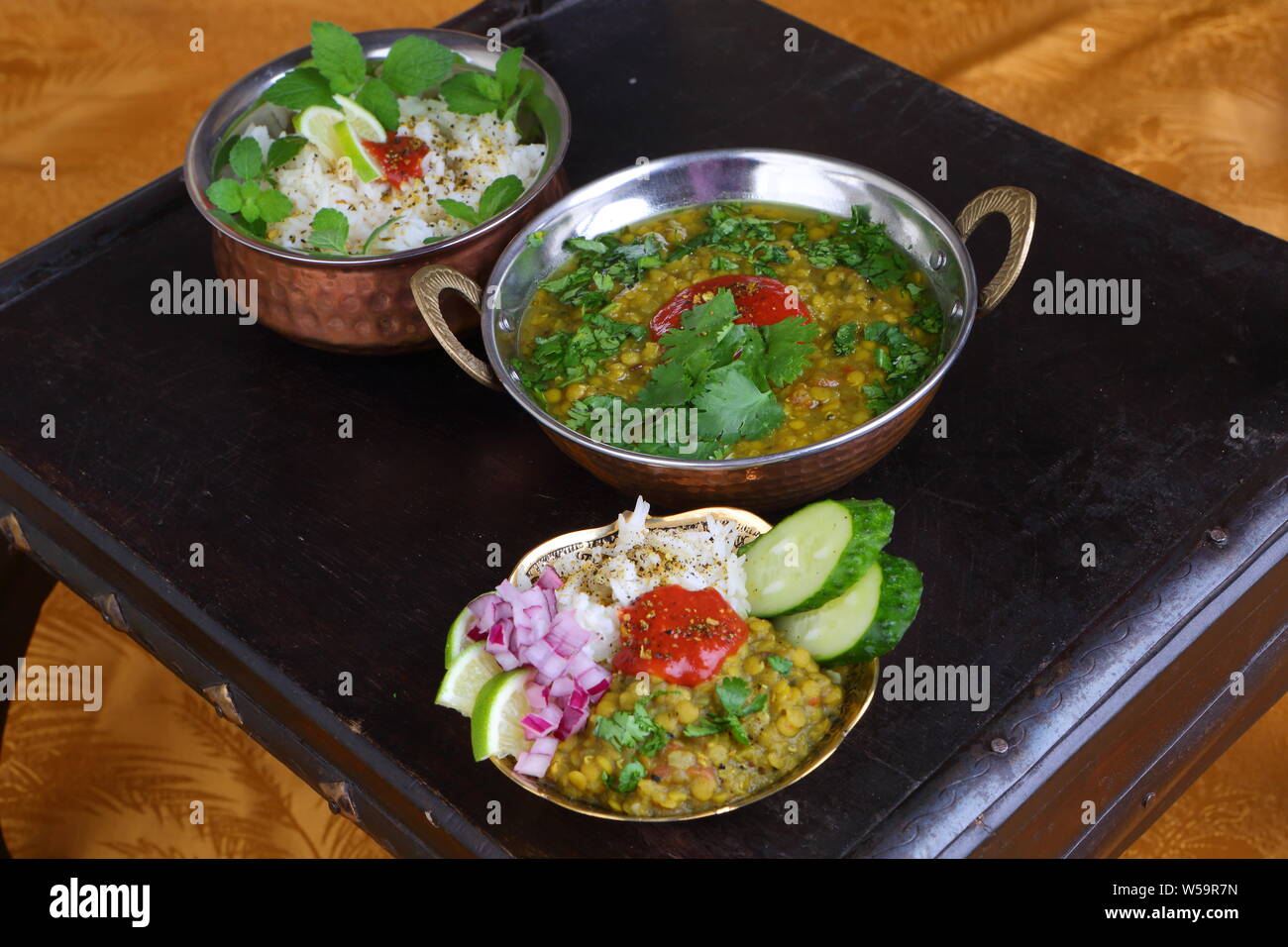 Basmati rice and lentil soup with cilantro and lime Stock Photo - Alamy