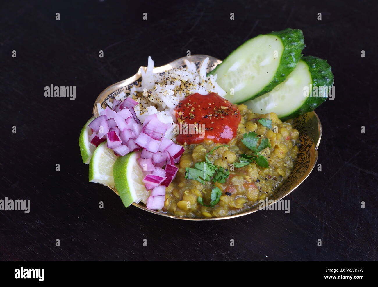 Basmati rice and lentil soup with cilantro and lime Stock Photo - Alamy