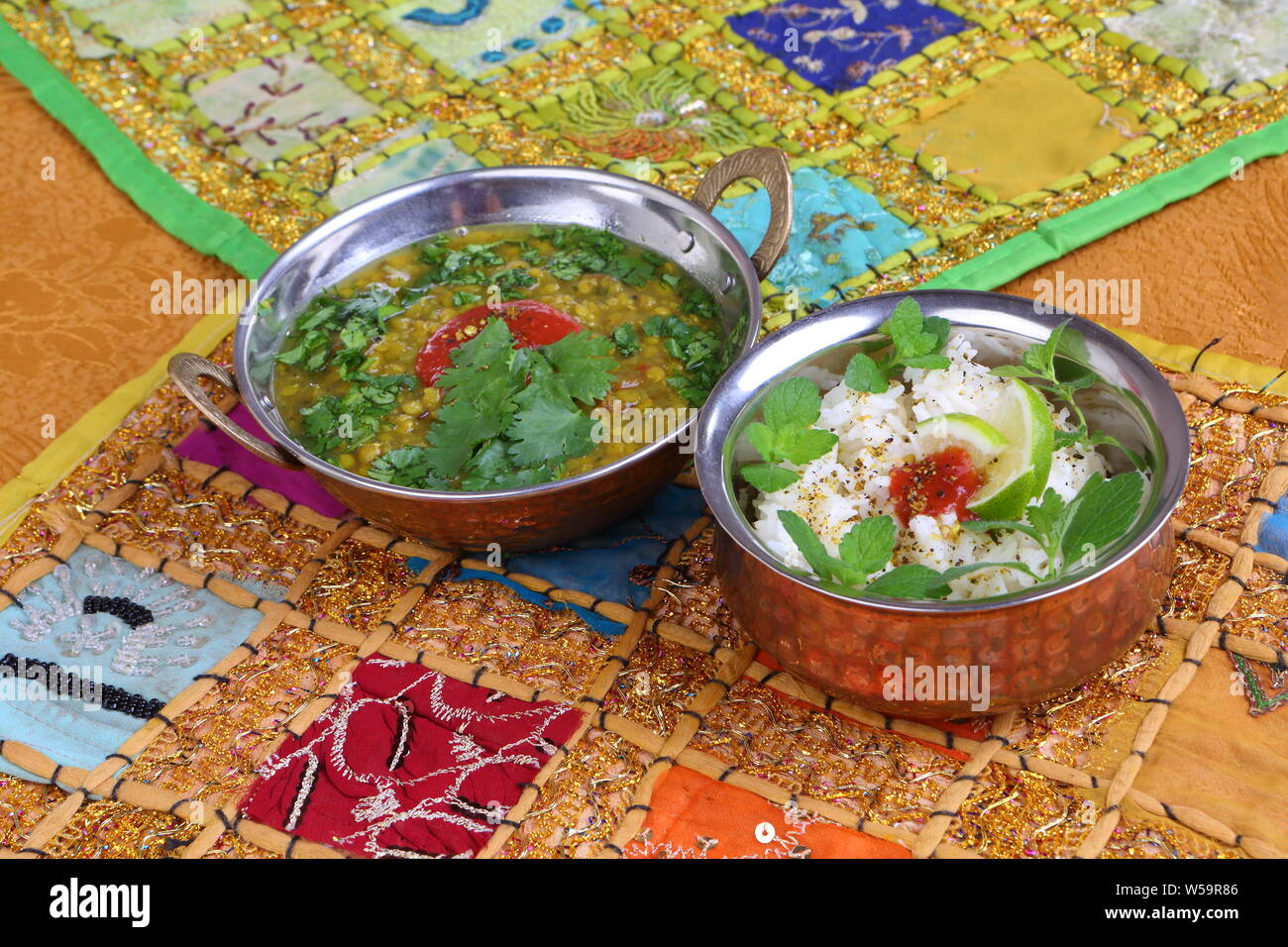 Basmati rice and lentil soup with cilantro and lime Stock Photo - Alamy