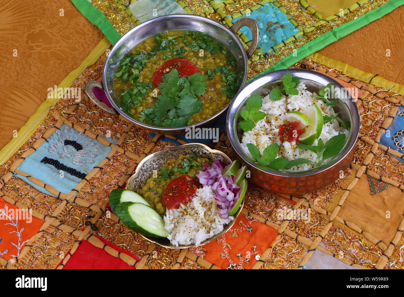 Basmati rice and lentil soup with cilantro and lime Stock Photo - Alamy